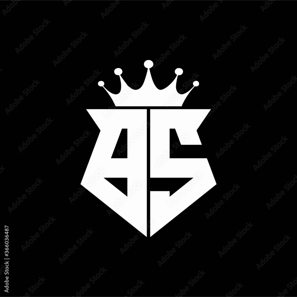 Vetor de bs logo monogram shield shape with crown design template do ...