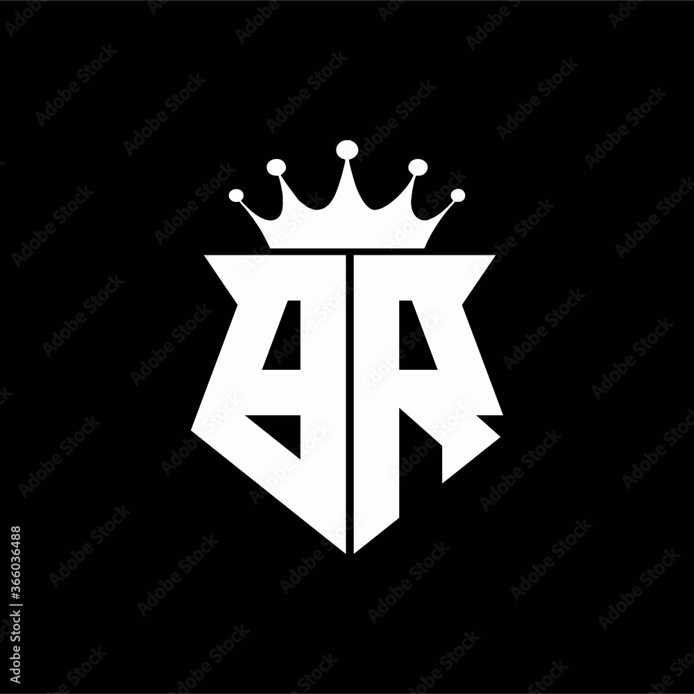 br logo monogram shield shape with crown design template Stock Vector ...