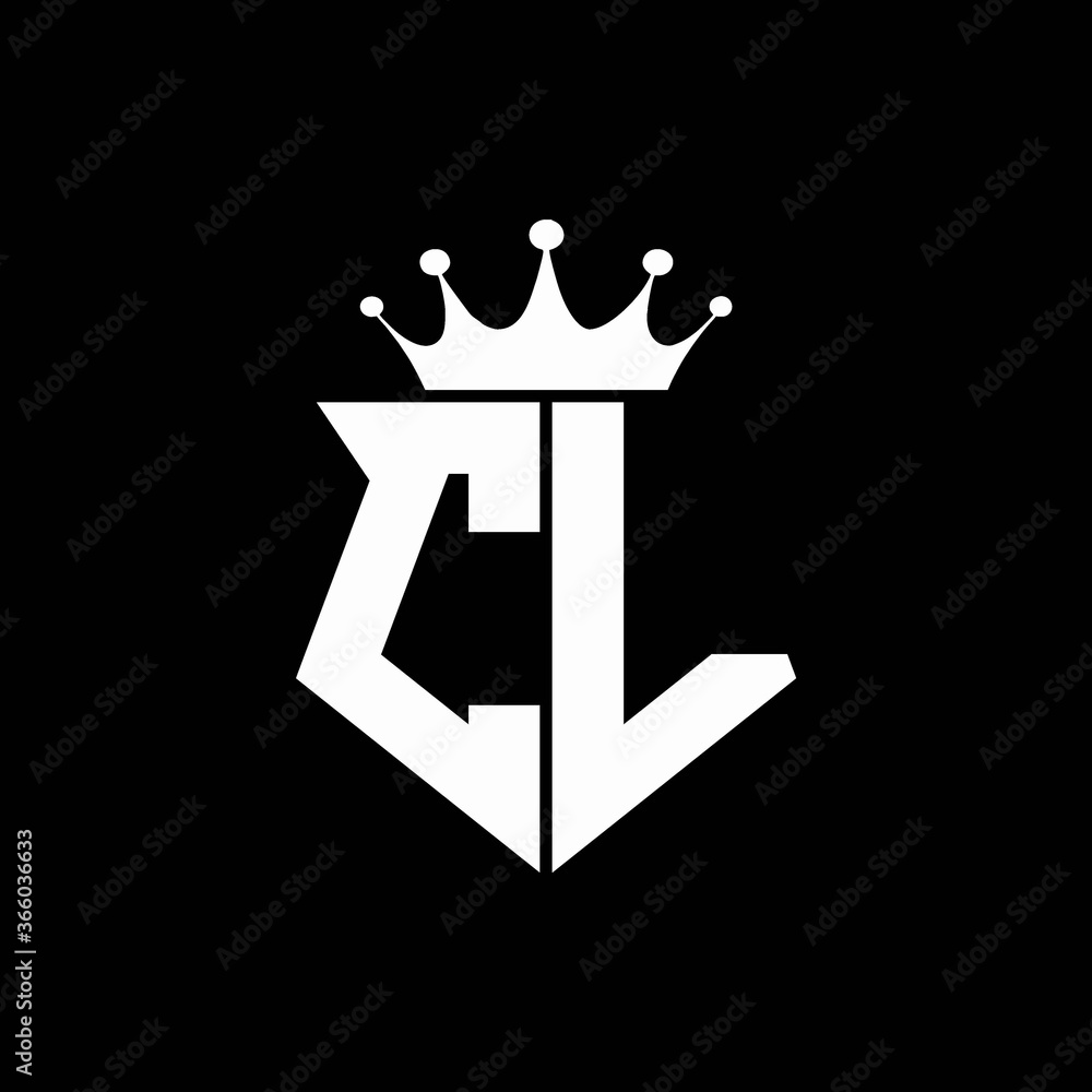 cl logo monogram shield shape with crown design template Stock Vector ...