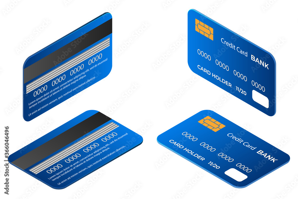 Isometric image of credit cards in different projections.You can use it ...