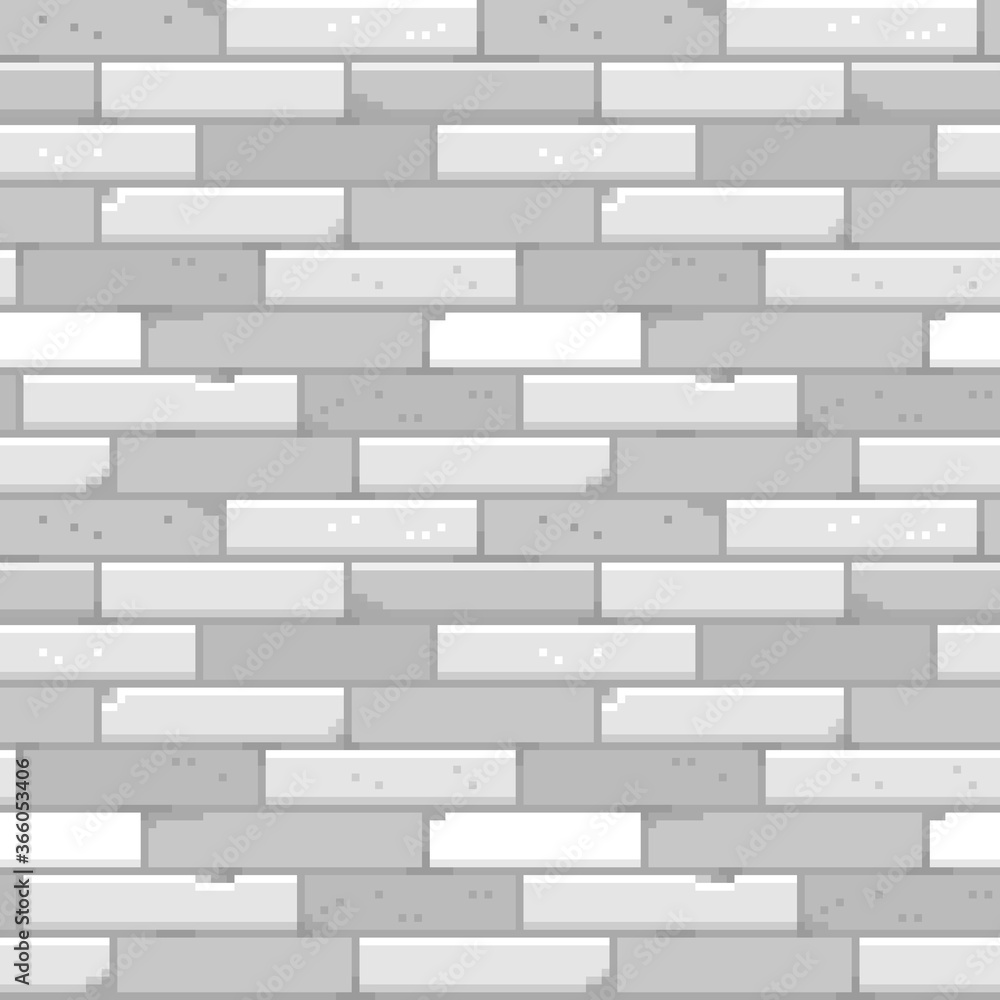 Pixel art brick wall seamless pattern. Stock Vector | Adobe Stock