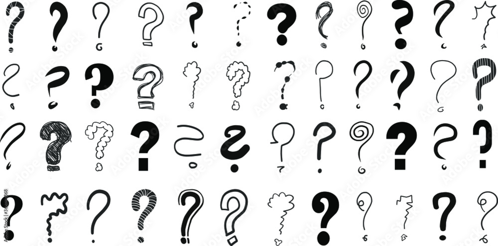 Question marks interrogation point query sign symbol icon hand drawing ...