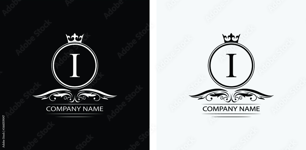 letter I template logo Luxury letter with crown. Monogram alphabet ...