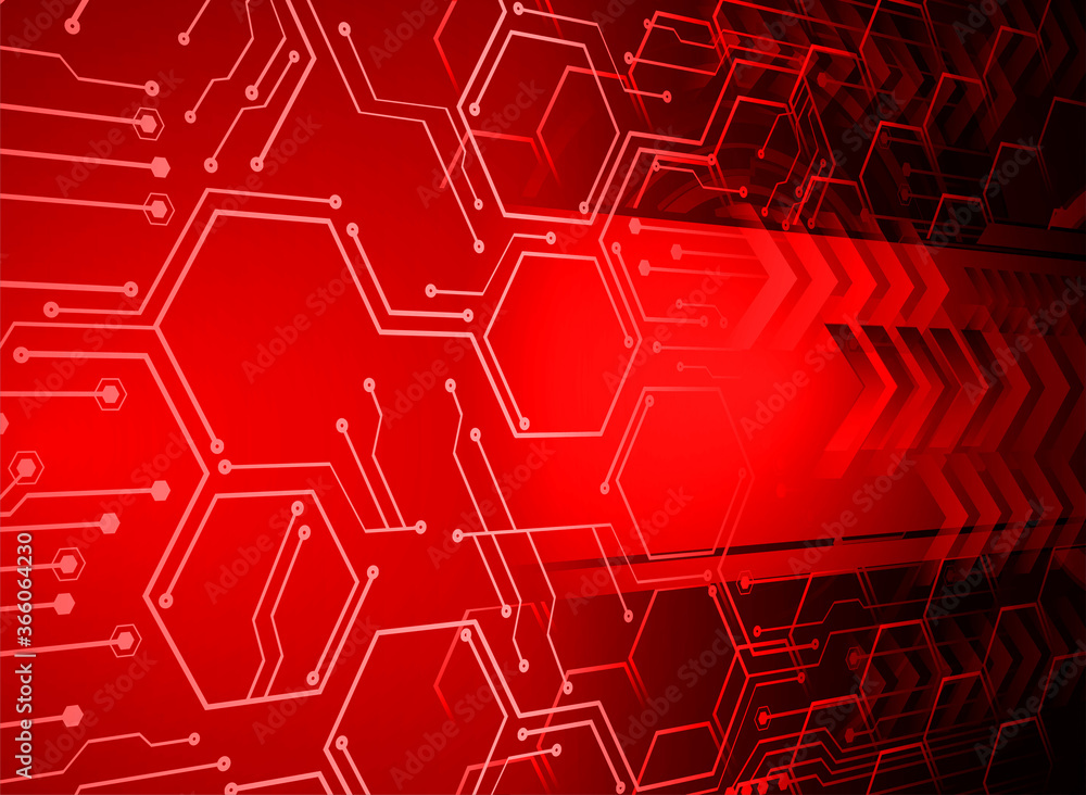 red cyber circuit future technology concept background Stock Vector ...