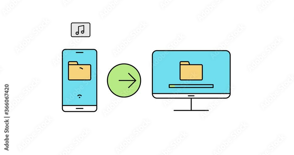 File transfer 4k animation. Phone to pc wireless file transfer motion ...