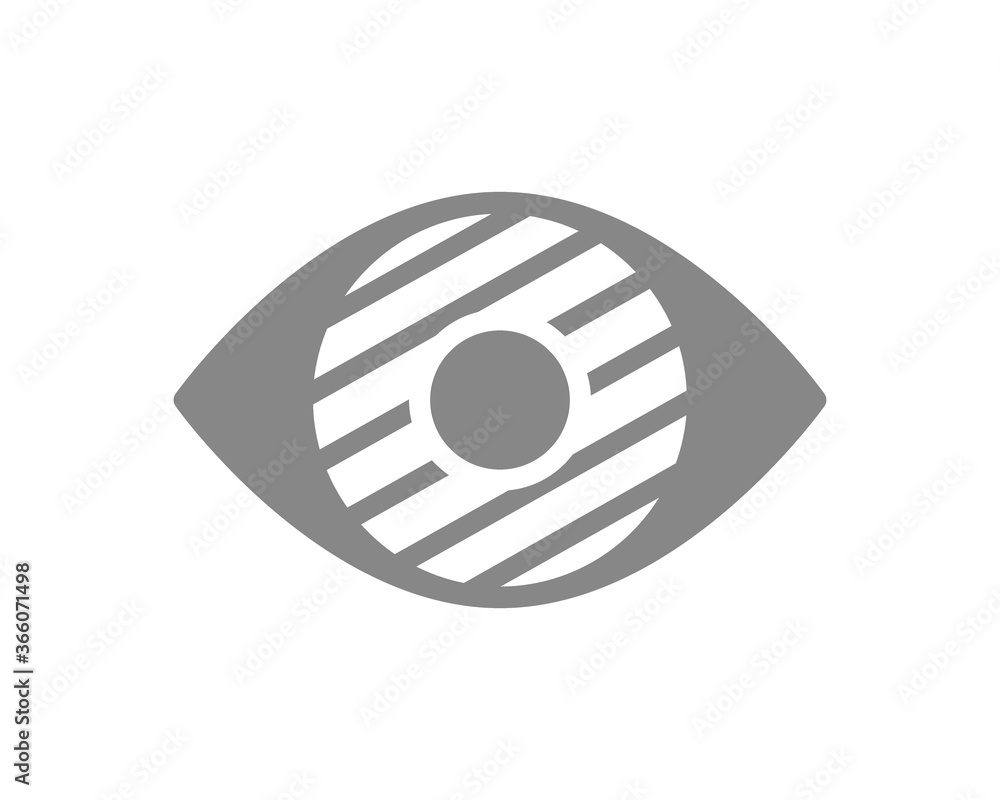 Human eye disease grey icon. Infected organ, inflammation of the iris ...