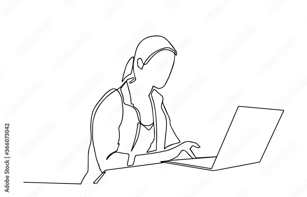 Continuous one line drawing of a woman. Business concept. Beautiful ...