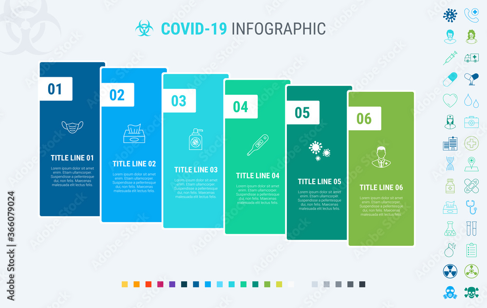 Vector covid-19 infographics timeline design template with graph ...