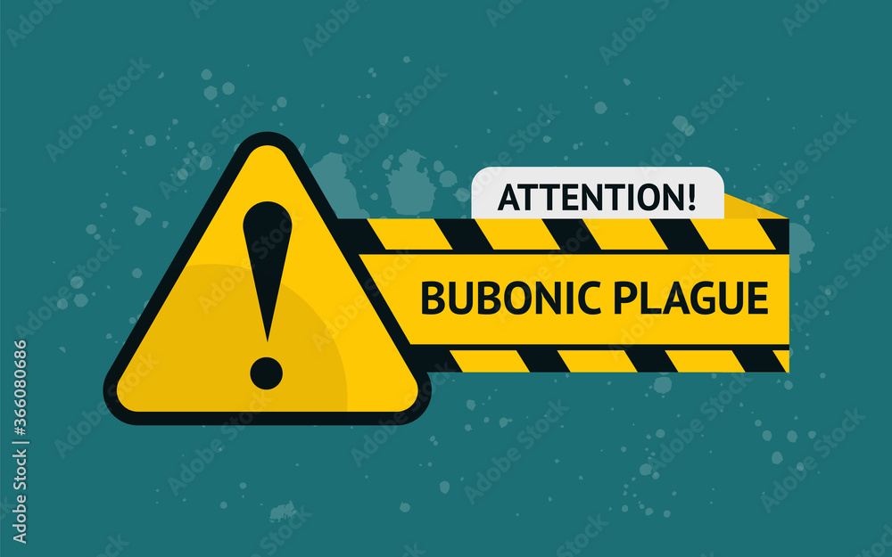Banner bubonic plague. exclamation mark in a triangle. Warning sign of ...