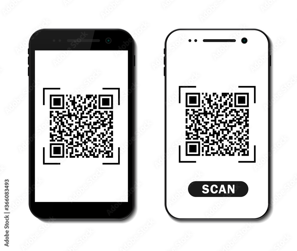 Qr code icon on screen mobile. Barcode, qrcode scanning in app of ...