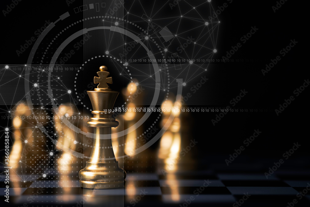 Golden king chess stand in front of others chess pieces. Leadership ...