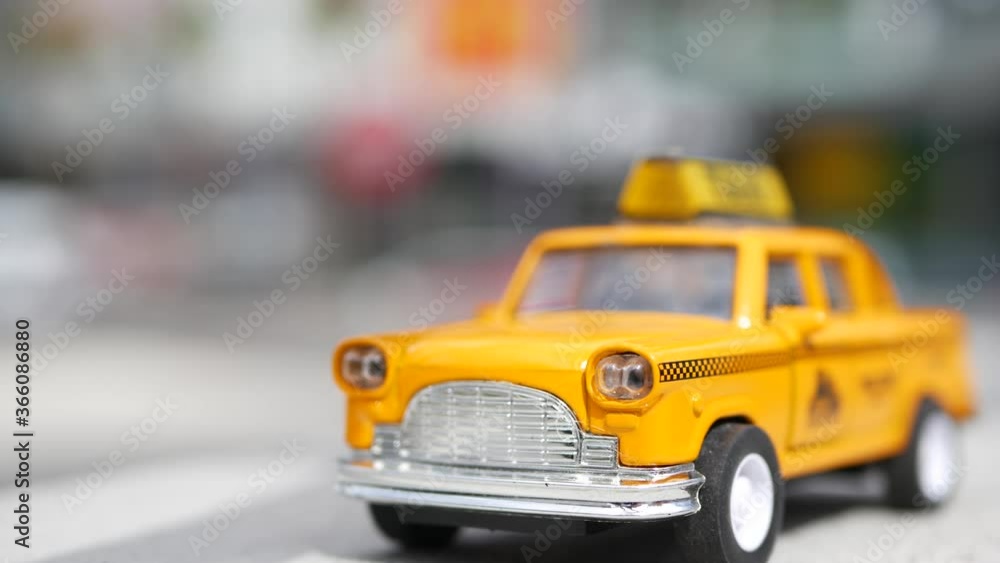 Yellow vacant mini taxi cab close up, Harmon corner, Las Vegas, USA ...