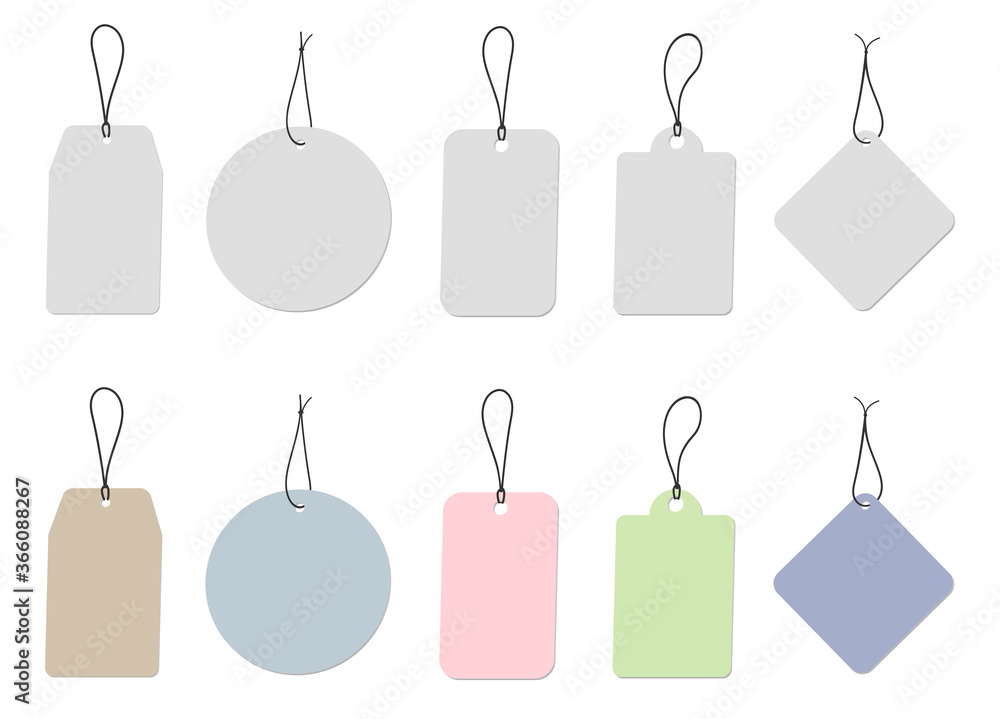 collection of cardboard labels or price tags isolated on white ...