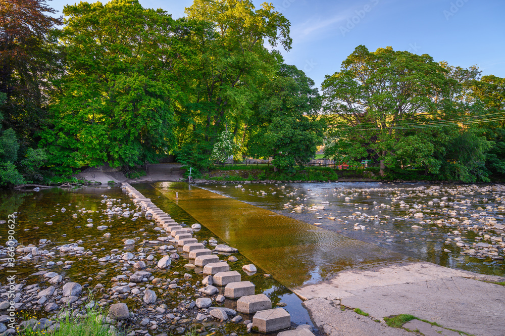 Ford and Stepping Stones across River Wear at Stanhope, which is a ...