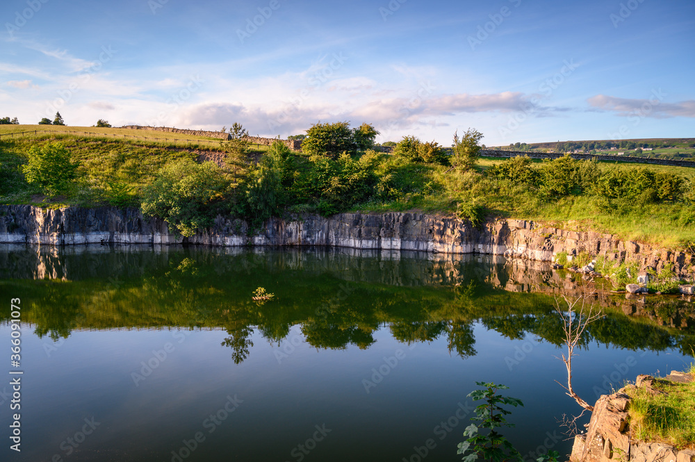 Quarry at Stanhope now disused, Stanhope is a small market town in ...