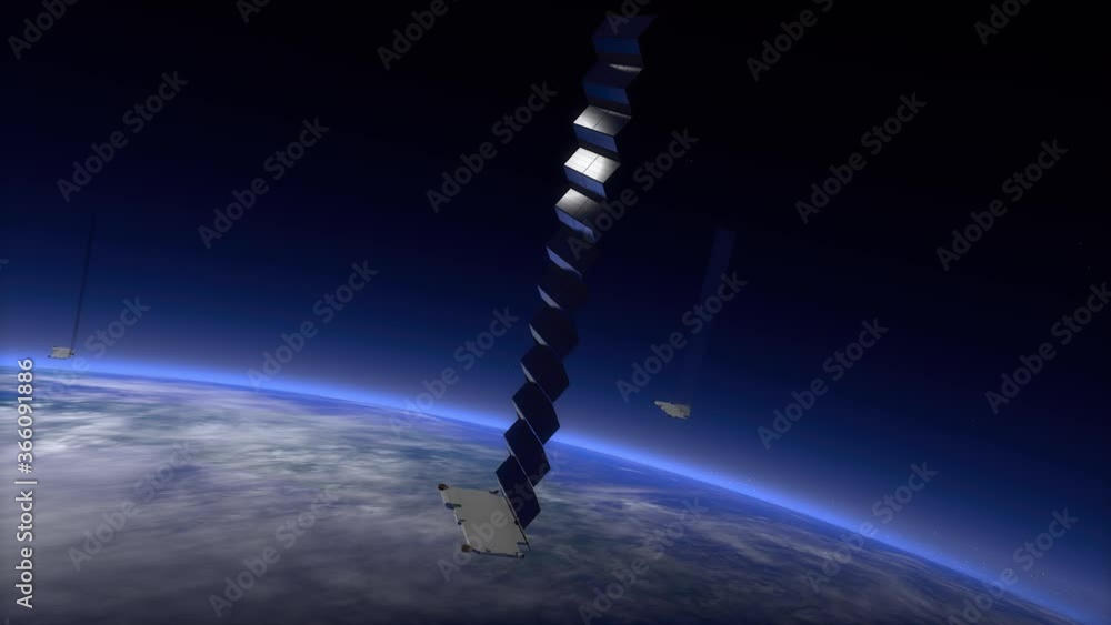 SPACEX Starlink satellite, artist rendering. Stock Video | Adobe Stock