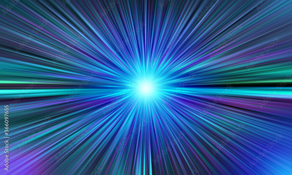 Abstract background. Background with blue rays coming from center ...