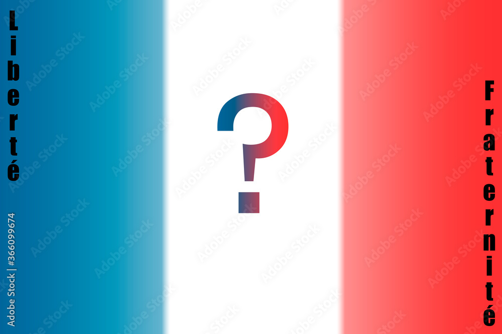 Words LIBERTY FRATERNITY in French and a question mark on original ...