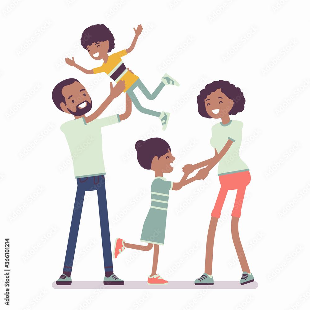 Black Happy Family Cartoon