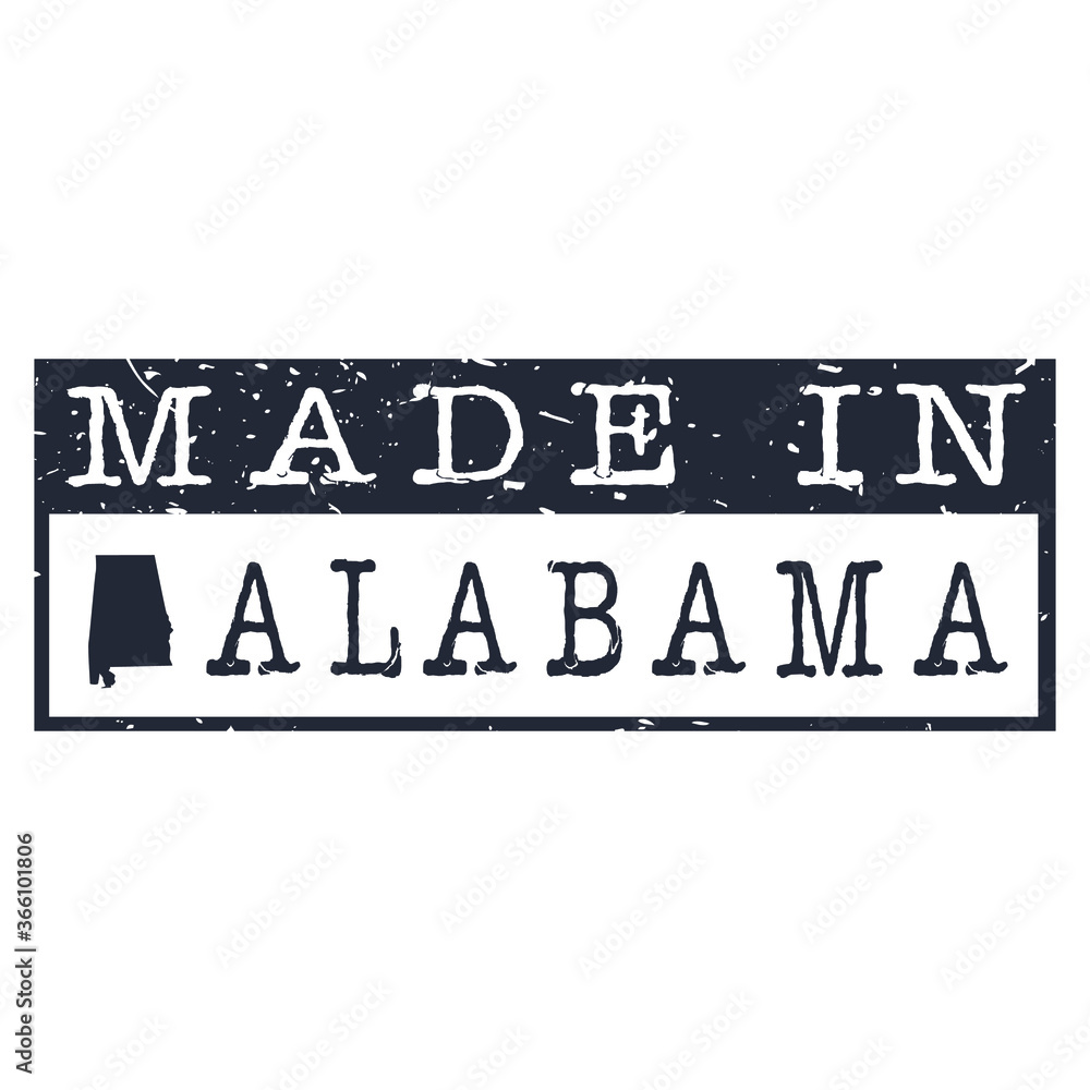 Made In Alabama. Stamp Rectagle Map. Logo Icon Symbol. Design ...