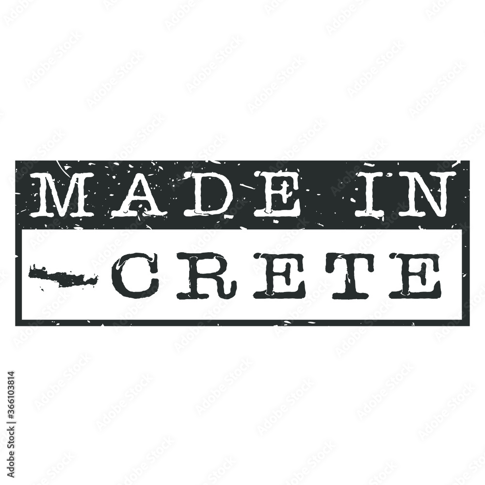 Made In Crete. Stamp Rectangle Map. Logo Icon Symbol. Design ...