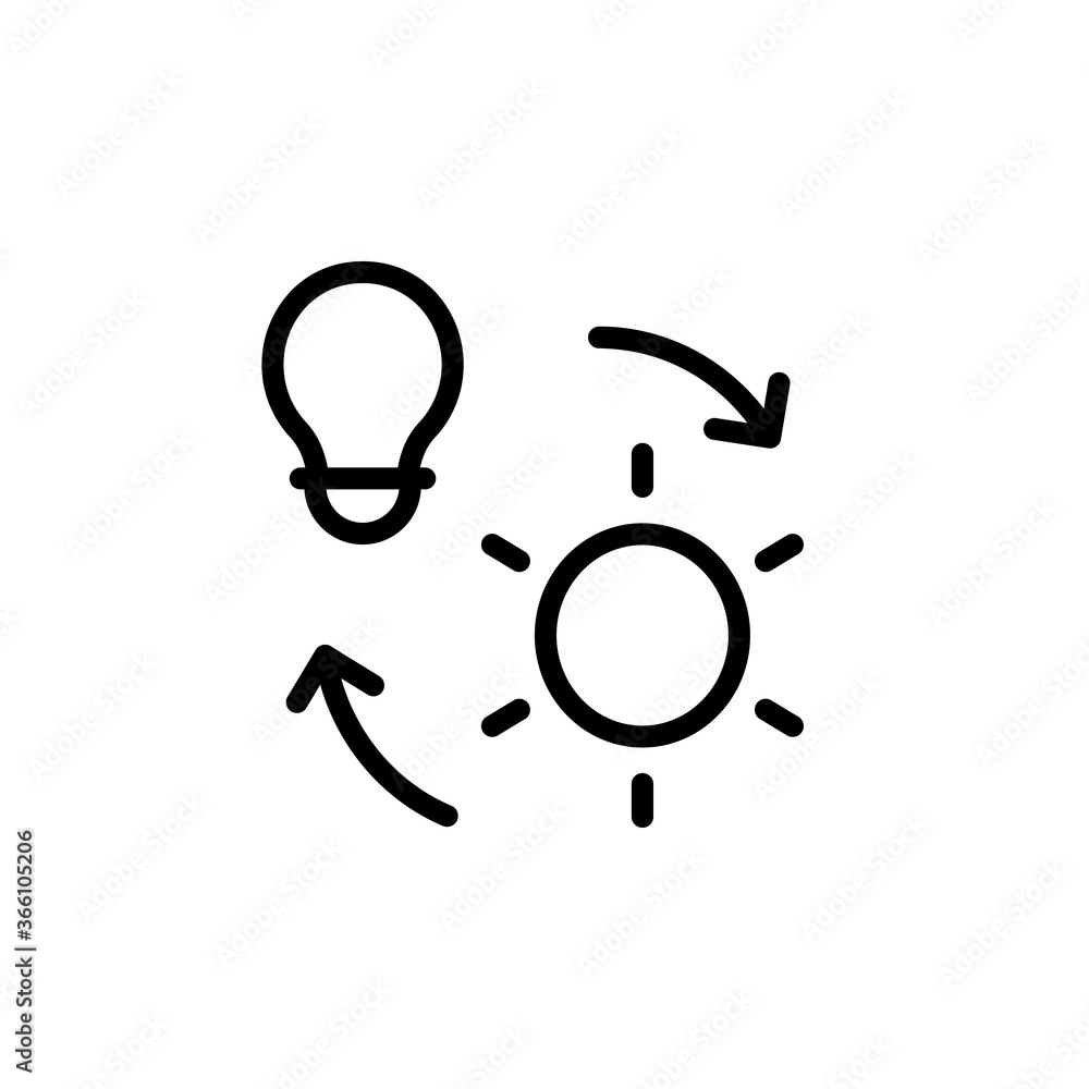 Solar energy, sun, bulb icon. Simple line, outline vector elements of ...