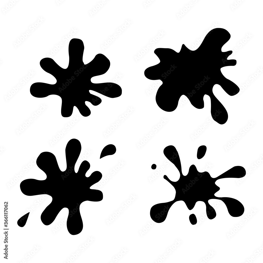 Vector set ink blots. Ink blot Object isolated. Ink blot Picture. Ink ...