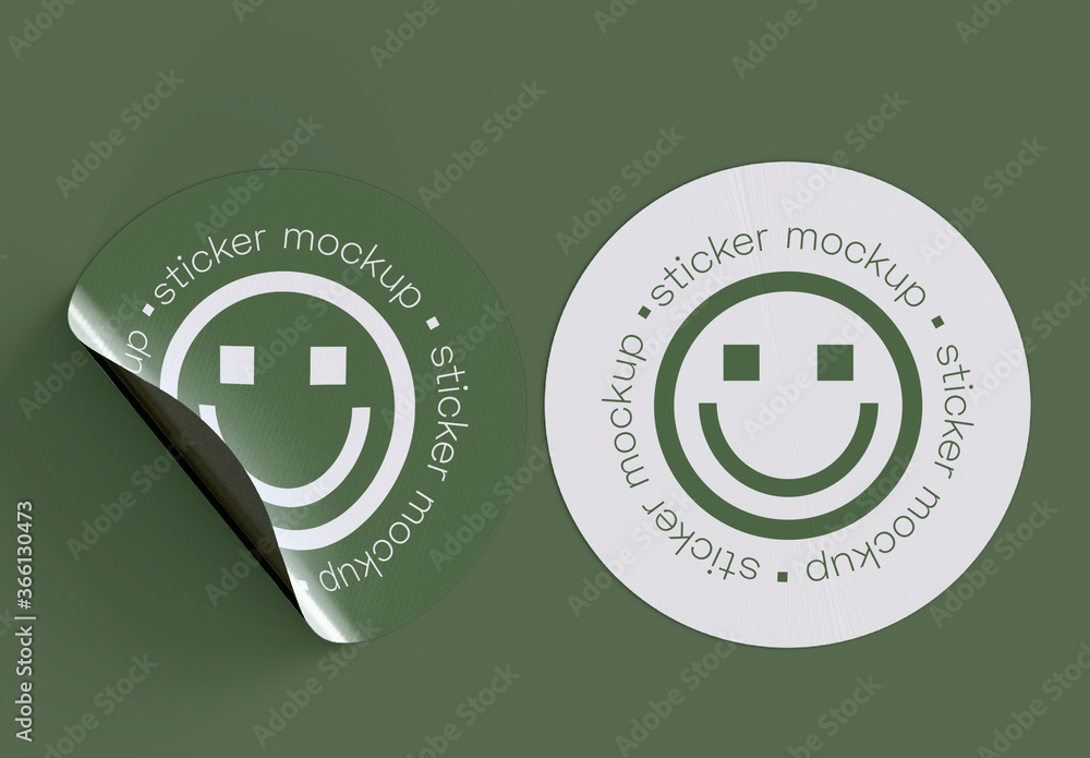 Set of Two Adhesive Stickers Mockup Stock Template | Adobe Stock