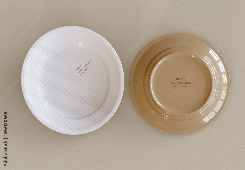 Top View of Two Plates Mockup Stock Template | Adobe Stock