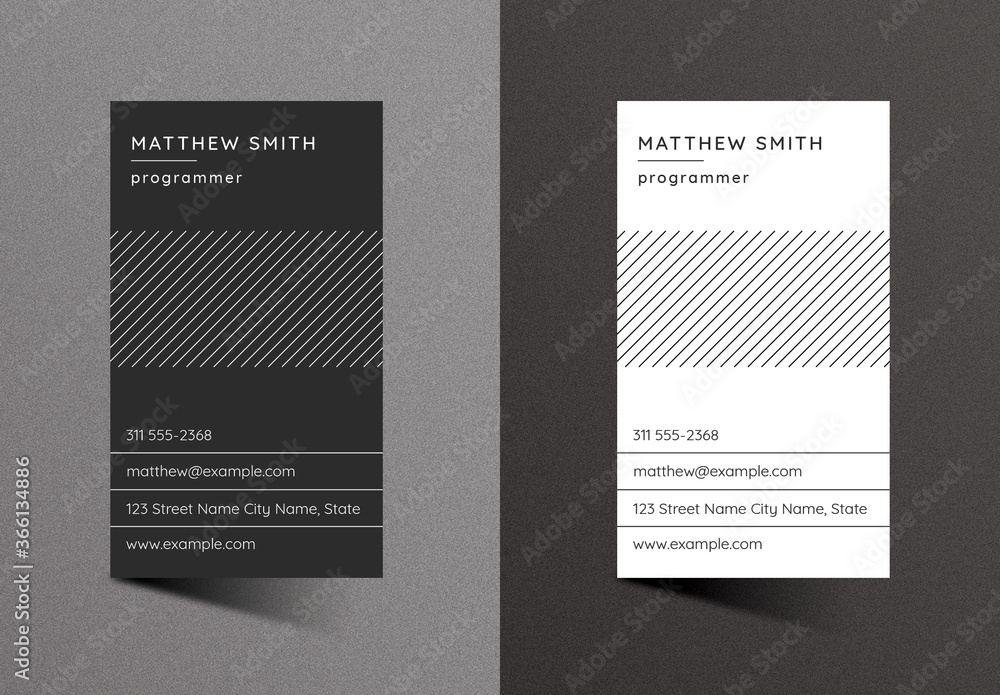 Business Card Layout with Abstract Line Design Stock Template | Adobe Stock