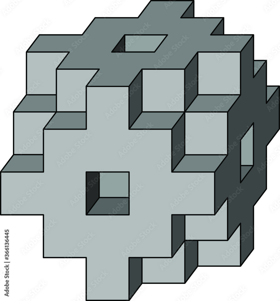 The geometric pattern on the cell. 3D shape. The hole inside. Stock ...