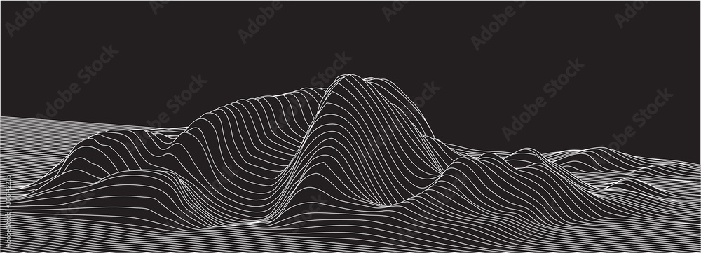 Abstract vector surface. Landscape made of lines. Surface made of ...