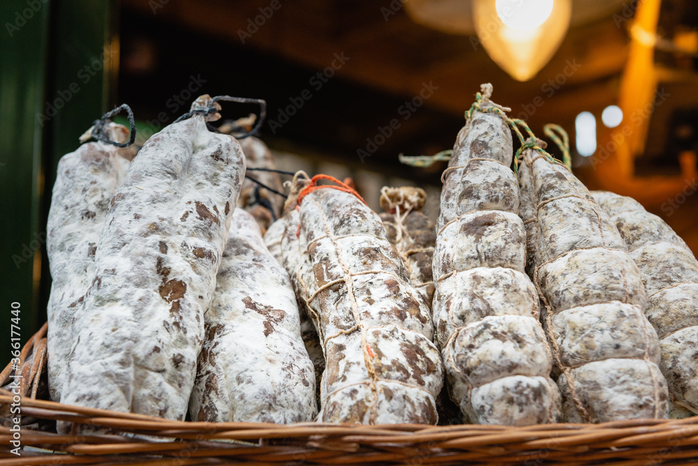 Range of deli meats for sale at a market stall Stock Photo | Adobe Stock