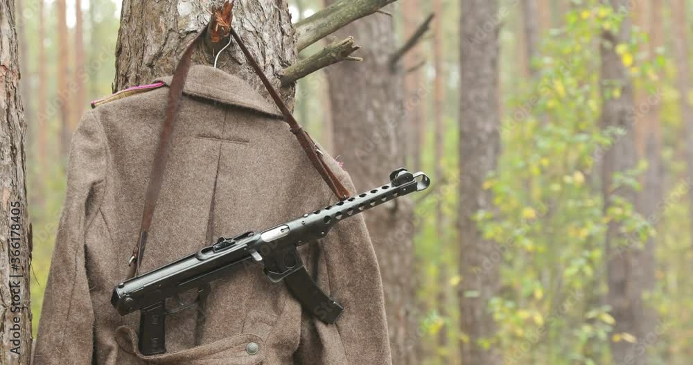 Overcoat Coat And Sub-machine Gun Of World War II Russian Soviet ...