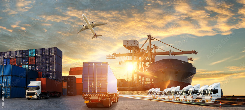 Logistics import export background and transport industry of Container ...