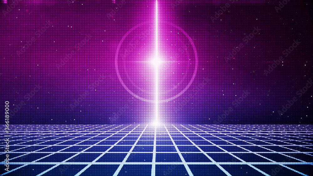 Retro cyberpunk style 80s Sci-Fi Background Futuristic with laser grid ...