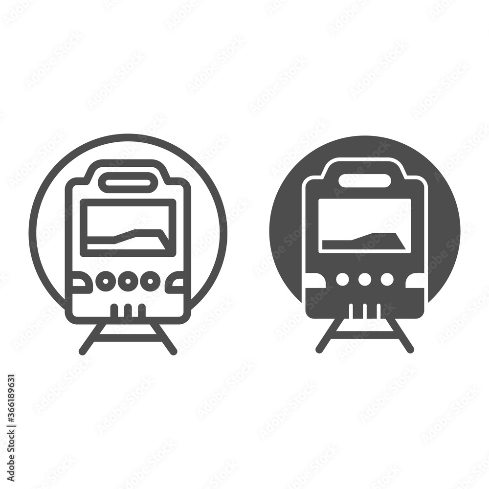 Subway line and solid icon, Public transport concept, Electric train ...