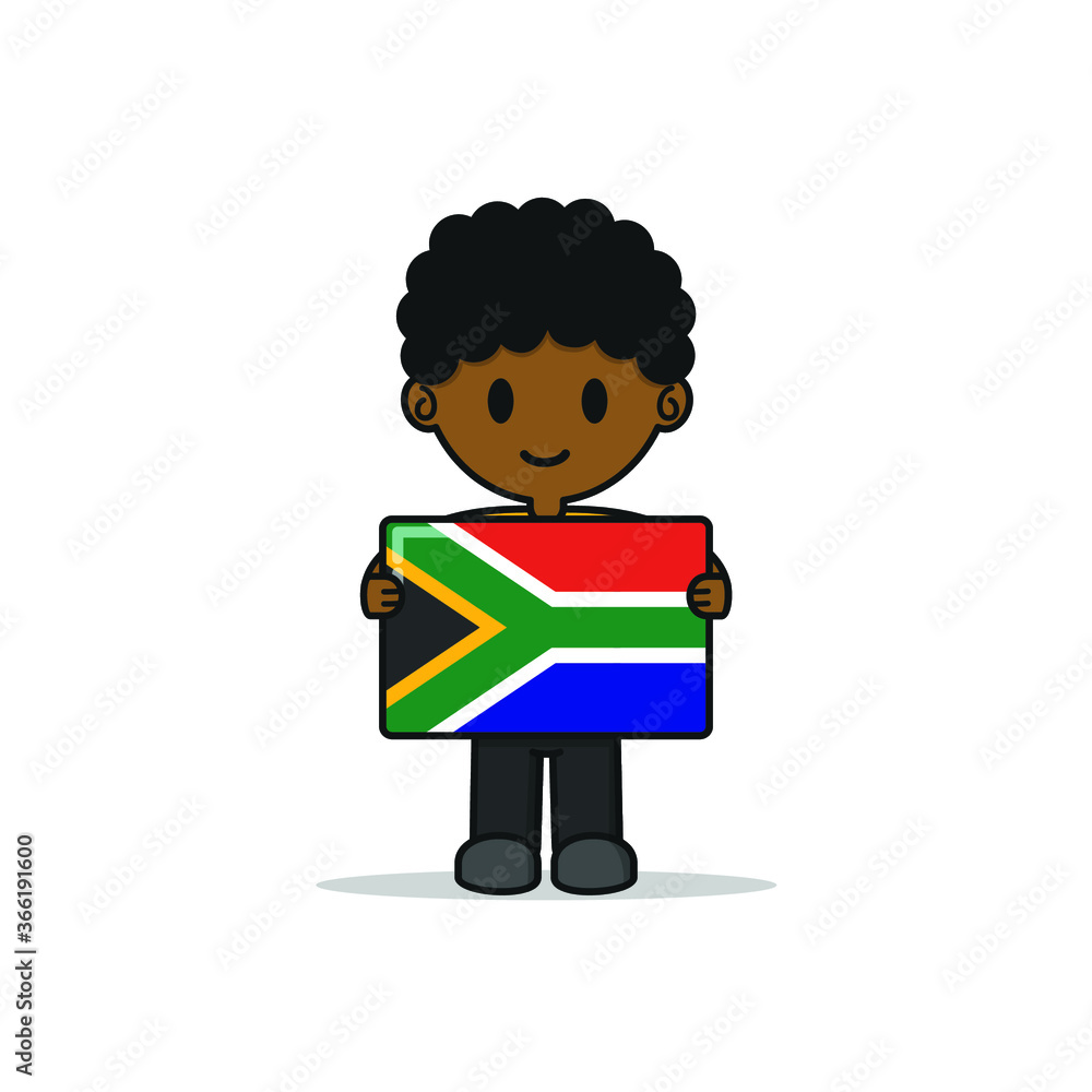 Boy Heritage Day African Flag. Vector Cute Cartoon Illustration Stock ...
