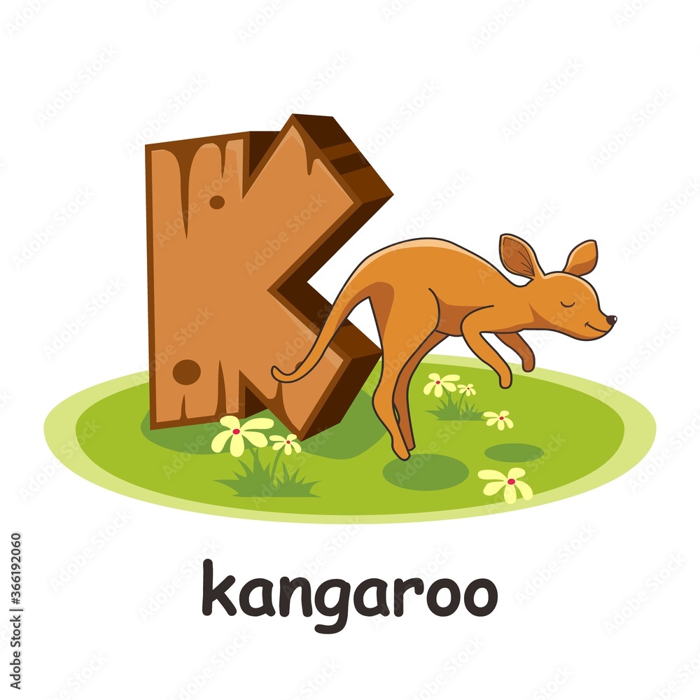 K for Kangaroo Animals Wooden Alphabet Stock Vector | Adobe Stock