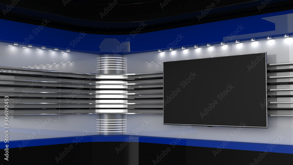 Tv Studio. Backdrop for TV shows. TV on wall. News studio. The perfect ...