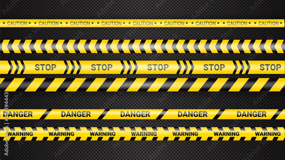 Police tape, crime danger line. Caution police lines isolated. Warning ...