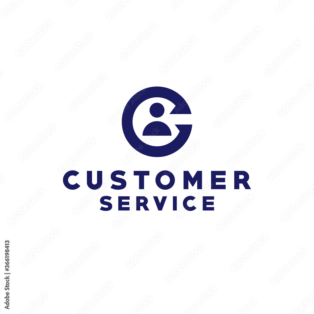 customer service logo vector letter c for consultation in a simple flat ...
