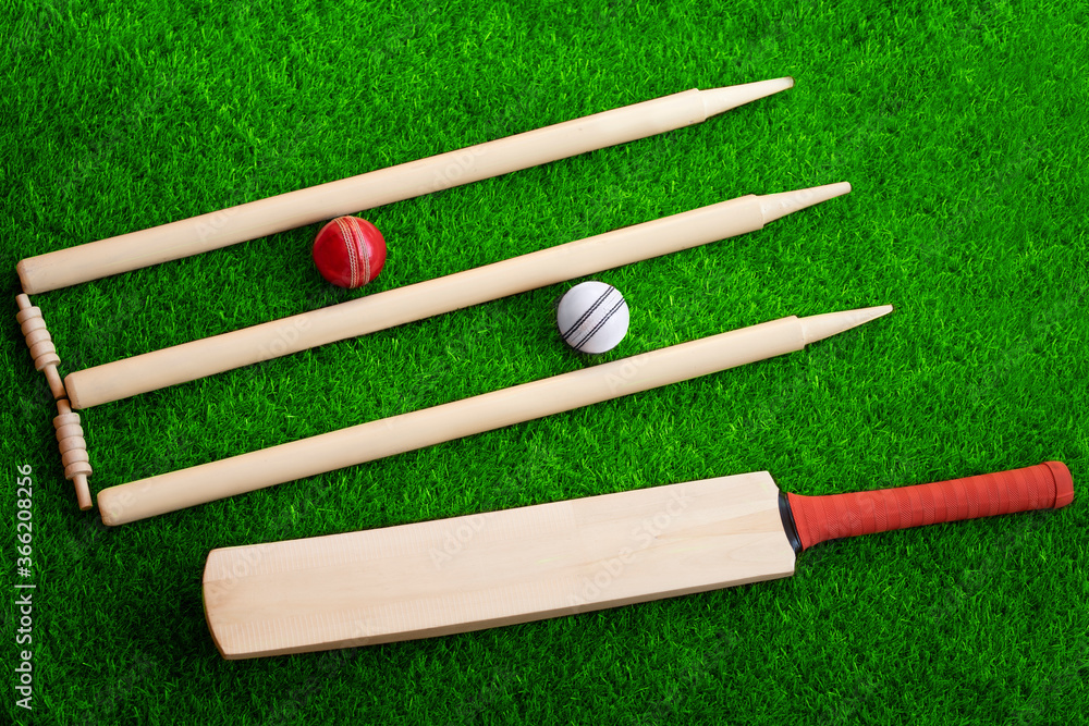Cricket Bat And Ball And Stumps Wallpaper