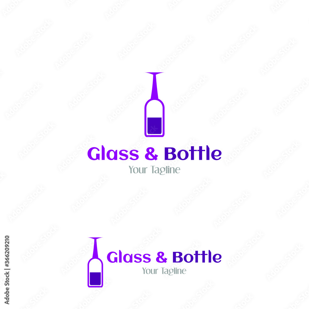 Bottle logo design concept, glass logo, wine logo, beverage design ...
