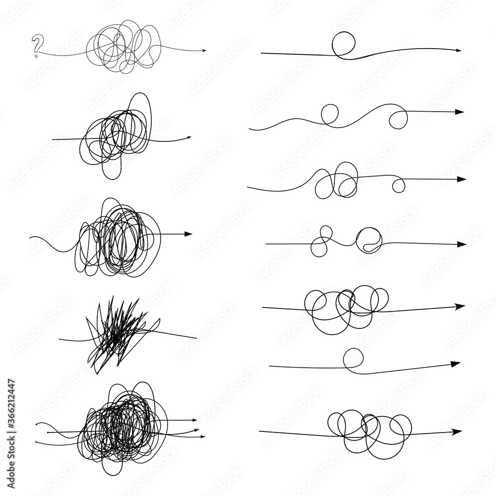 Insane messy line.Set of messy clew symbols connected between them line ...