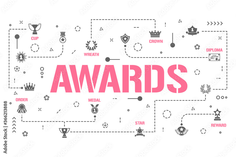 Awards word concepts banner. Winner prize reward. Honors for best ...