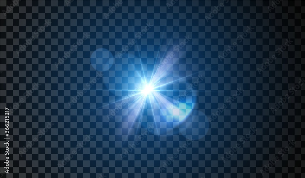 Lens flare. Light glow effect. Blue sparkle and glare object. Isolated ...