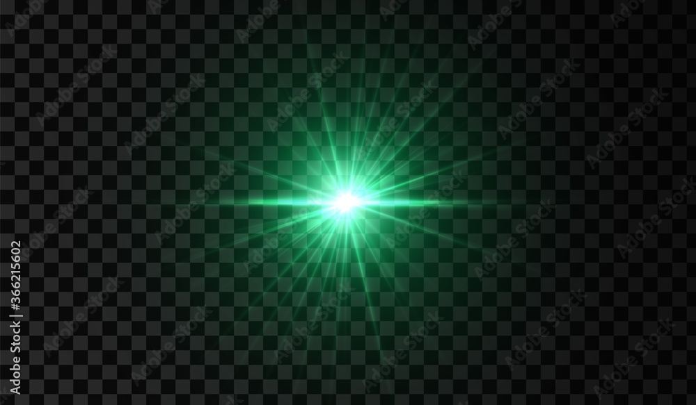 Lens flare. Light glow effect. Green sparkle and glare object. Isolated ...