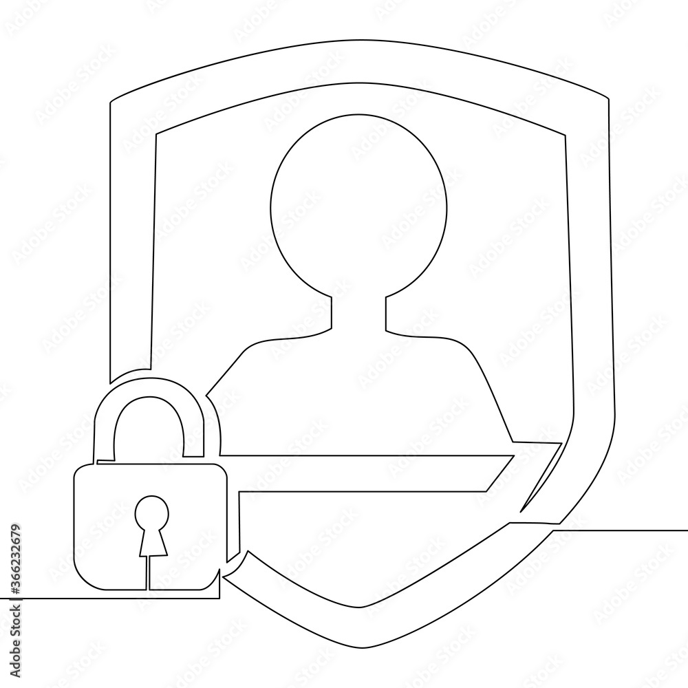 Continuous line drawing personal data concept Stock Vector | Adobe Stock