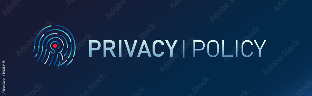 Privacy policy banner for personal and data protection, fingerprint ...